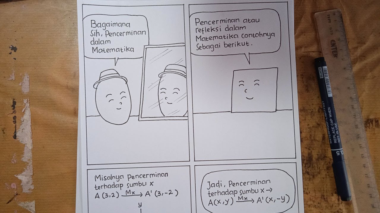 Cara Menggambar Ilustrasi Komik Matematika Materi Pencerminan atau ...