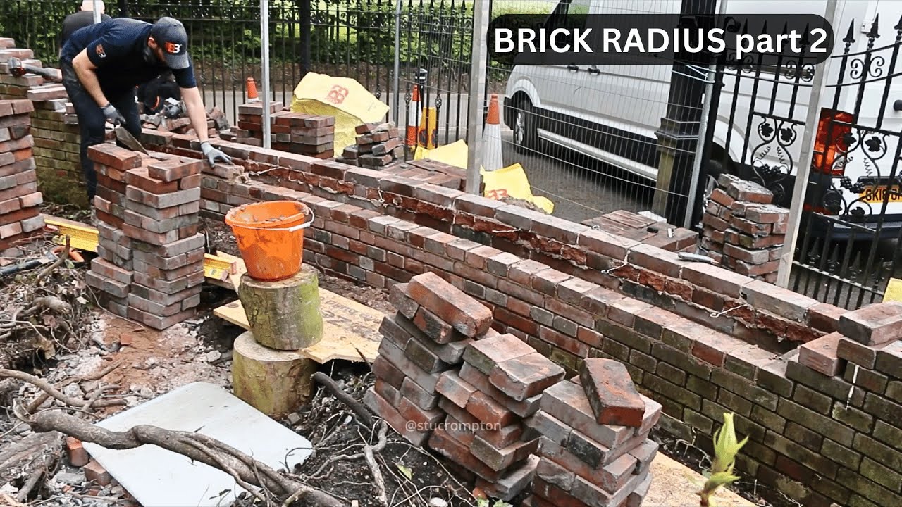 Huge Radius brick Wall Repair - Part - 2 #bricklaying #construction # ...