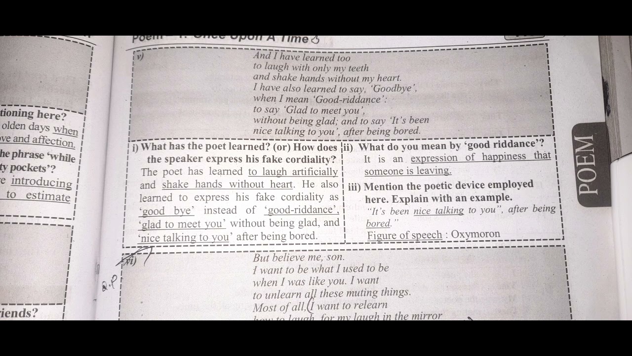 11th Standard English guide 📗 Poem 1📘 Once Upon A Time 📗 way to success ...