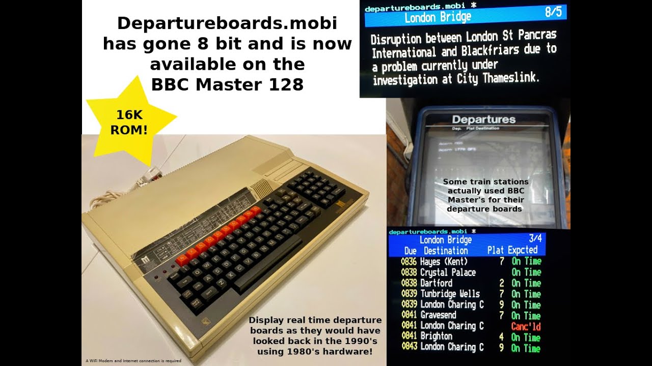 Live UK Rail Departure Boards on a BBC Master 128 - YouTube