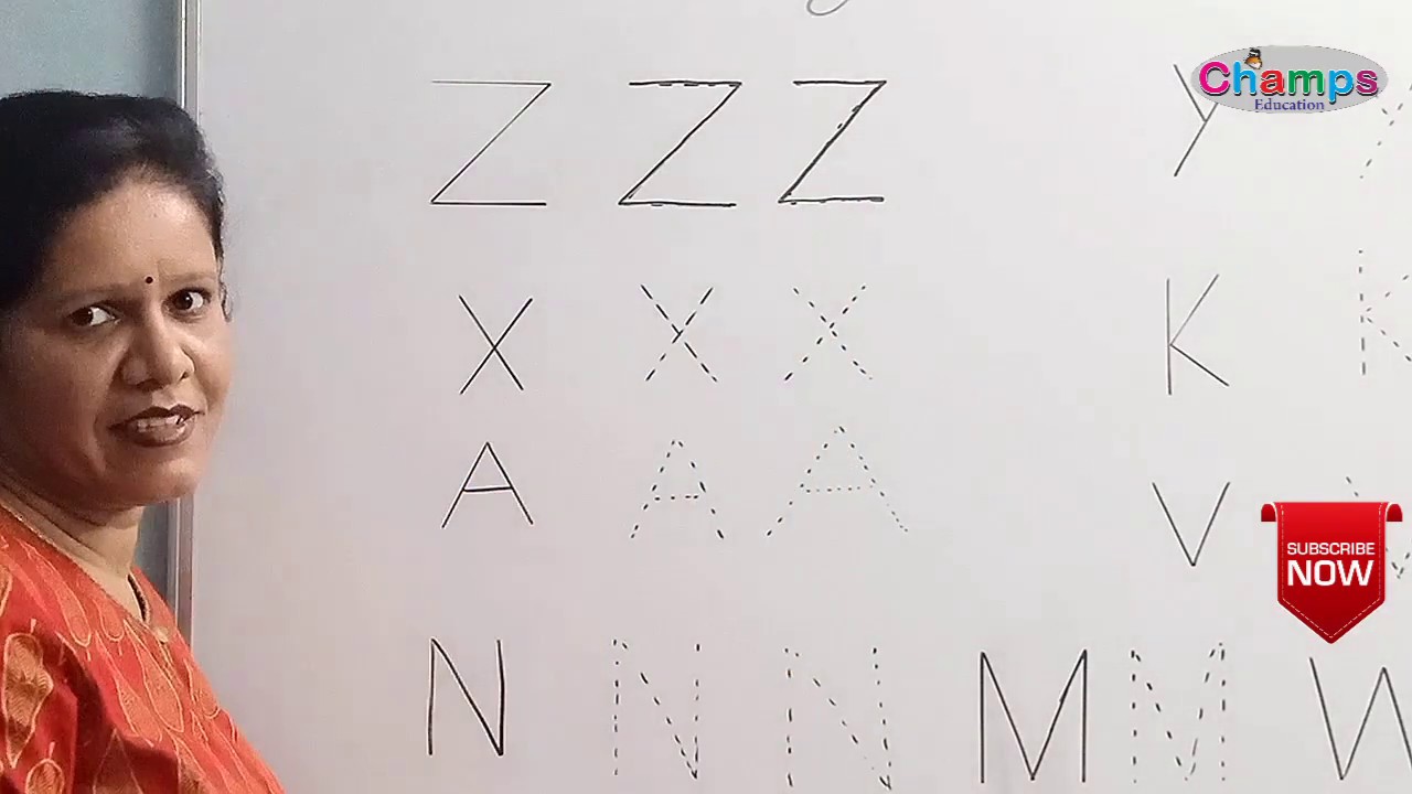 Write alphabet related slanting line | Write alphabets Nursery class ...