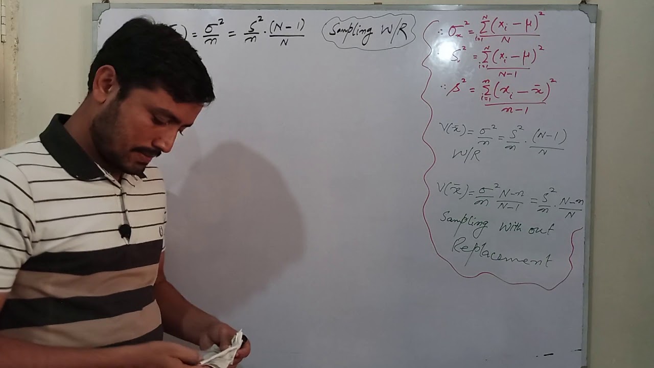 proof of variance of mean both method when sampling is done with ...