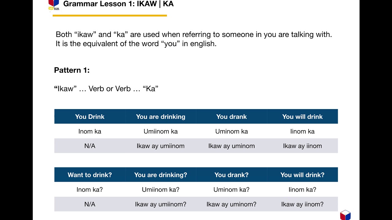 How to speak in Tagalog Lesson 1 - Using "Ka" or "Ikaw" - YouTube