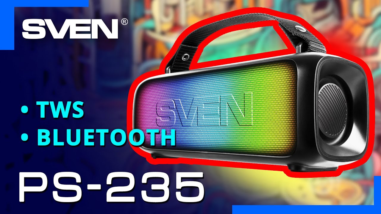 Видео распаковка SVEN PS-235 📦 Портативная колонка c яркой и ...