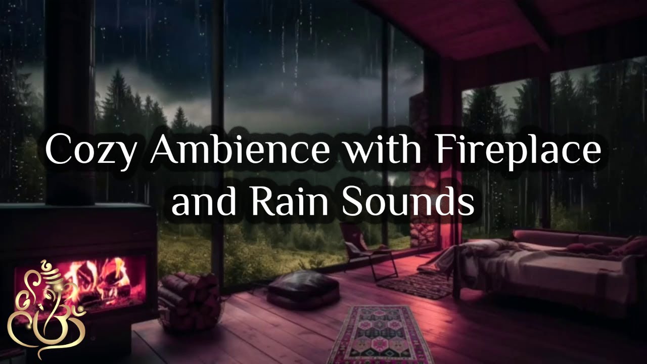 Cozy Cabin Ambience - Rain and Fireplace Sounds at Night for Sleeping ...