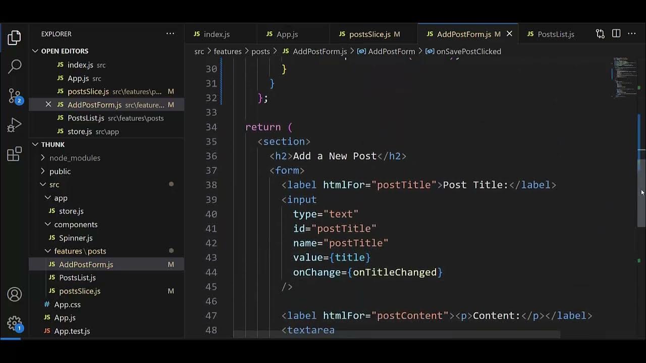 React Redux Thunk AddPostForm unwrap - YouTube