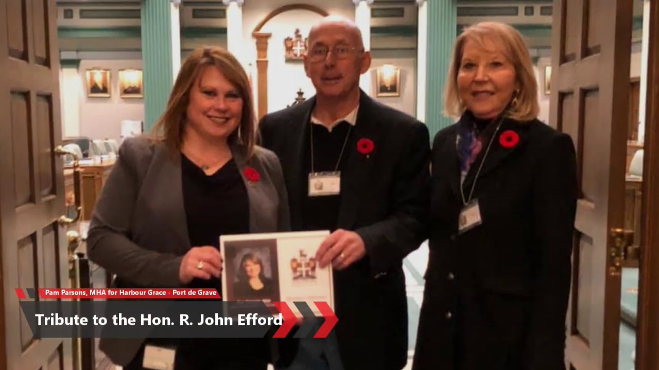 MHA Pam Parsons Pays Tribute to the Hon. R. John Efford. - YouTube