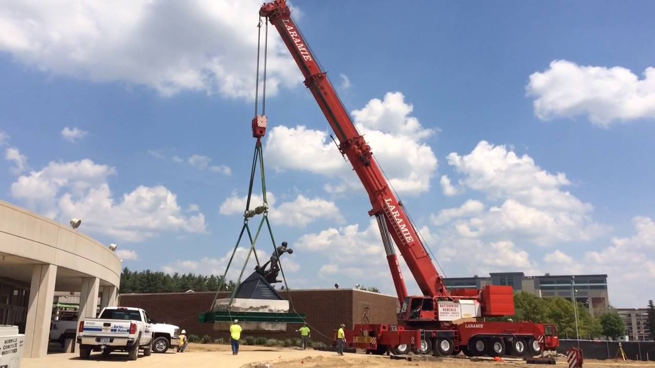 Michigan State moves Magic Johnson statue outside Breslin Center - YouTube