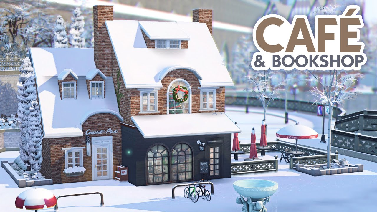 Snowy Café & Bookstore 📚 // The Sims 4 Speed Build - YouTube
