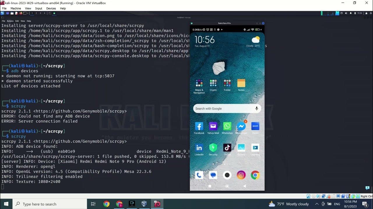 USB debugging / How to Screen Mirror Android Device on Kali Linux VM ...
