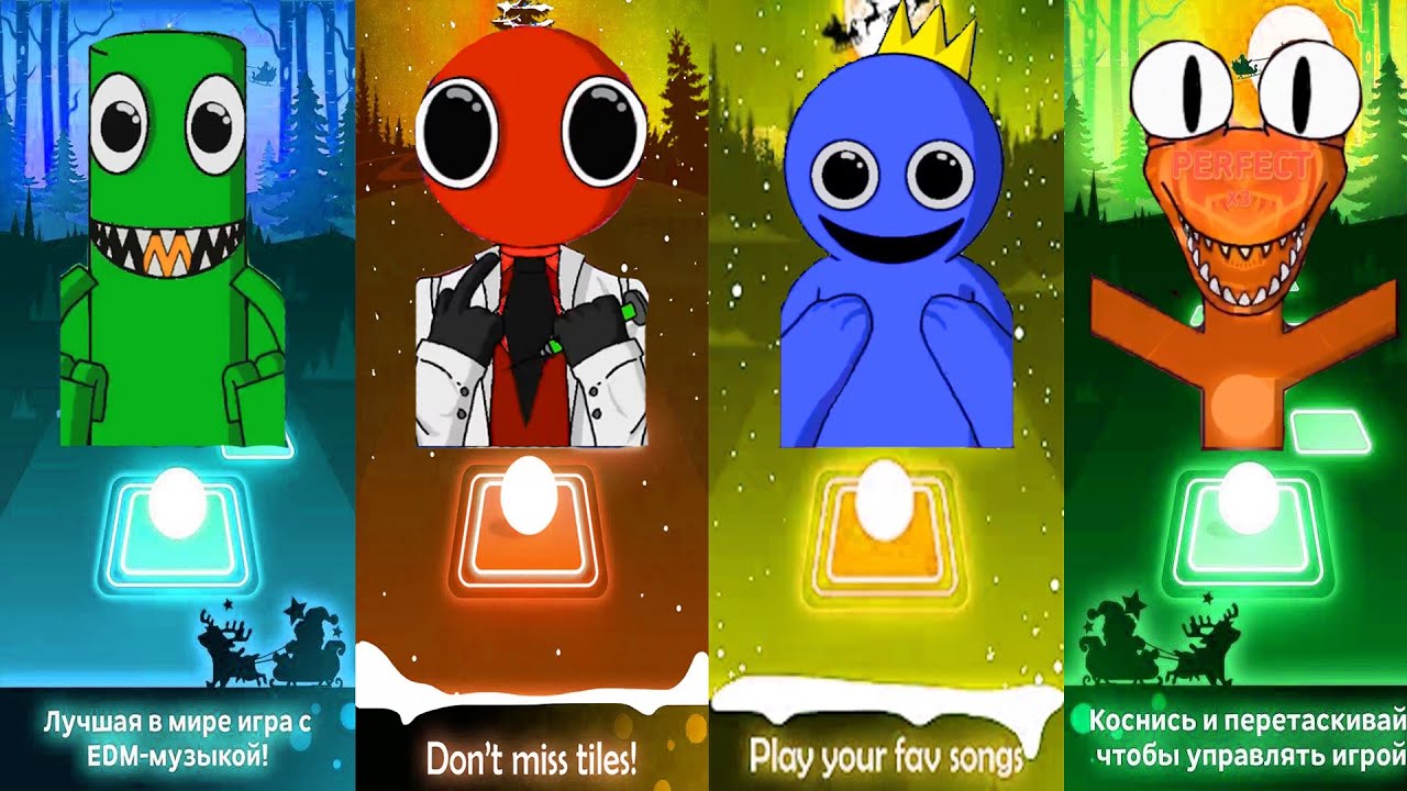Rainbow Friends In Tiles Hop Green Vs Red Vs Blue Vs Orange Youtube