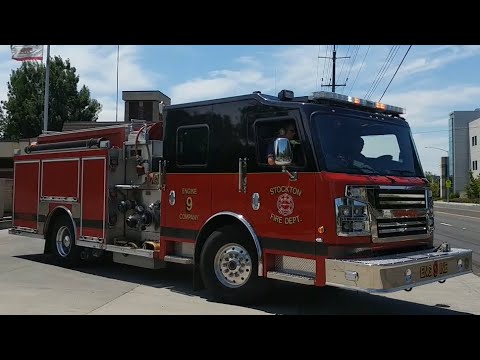 Stockton Fire Engine 9 and Truck 7 Responding - YouTube
