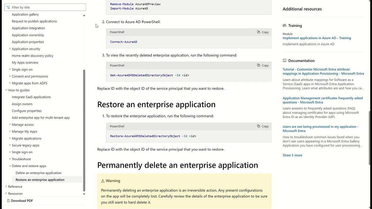 Recovery of deleted application and service principals - YouTube