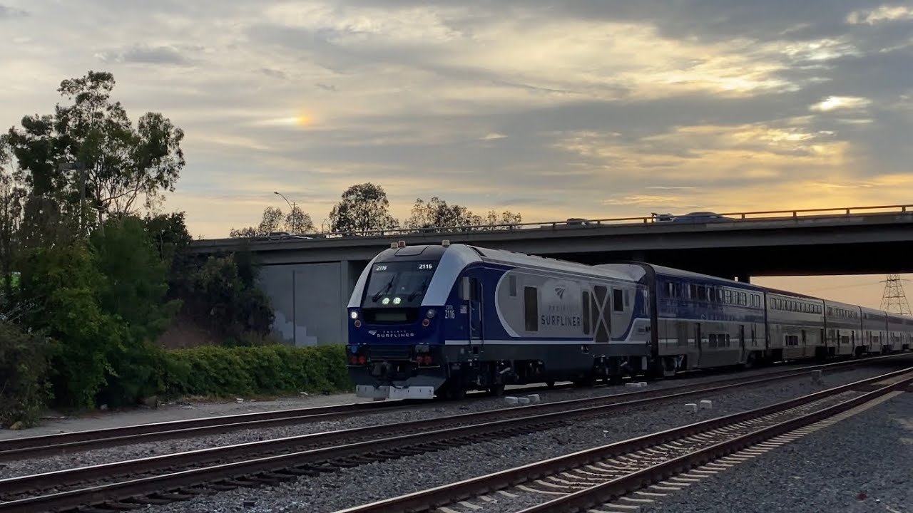 AMTRAK P.S. #2116 Passing Near The Whittier Diamond Railroad Crossing ...