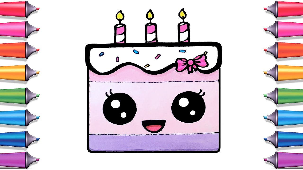 How to draw a cute cake step by step - SUPER EASY - YouTube