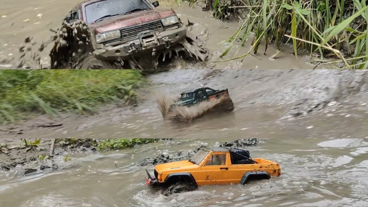 Extreme 4x4. Off-road mud. Toyota Land Cruiser-80. Jeep Cherokee. Dodge ...