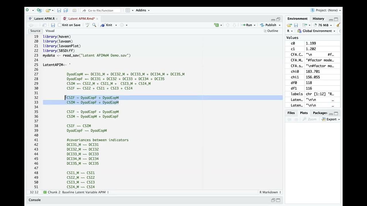 Dyadic Data Analysis: Estimating and Troubleshooting the Latent Variable APIM in lavaan (HDFS ...