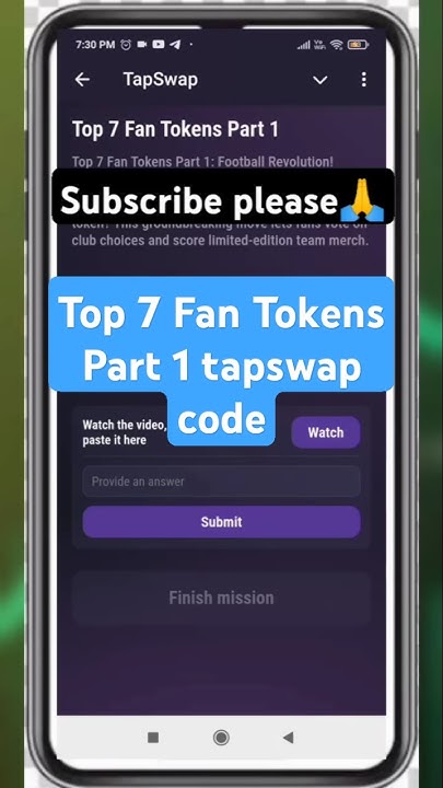 Top 7 Fan Tokens Part 1 tapswap code | tapswap code Top 7 Fan Tokens Part 1 #tapswapcode #code ...