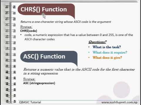 CHR$ and ASC Functions in QBASIC - YouTube