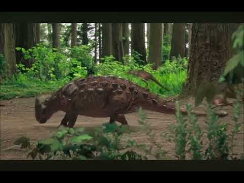 Dinosaur Revolution baby T-Rexes chase after pachycephalosaurus and Jack palance attacks.