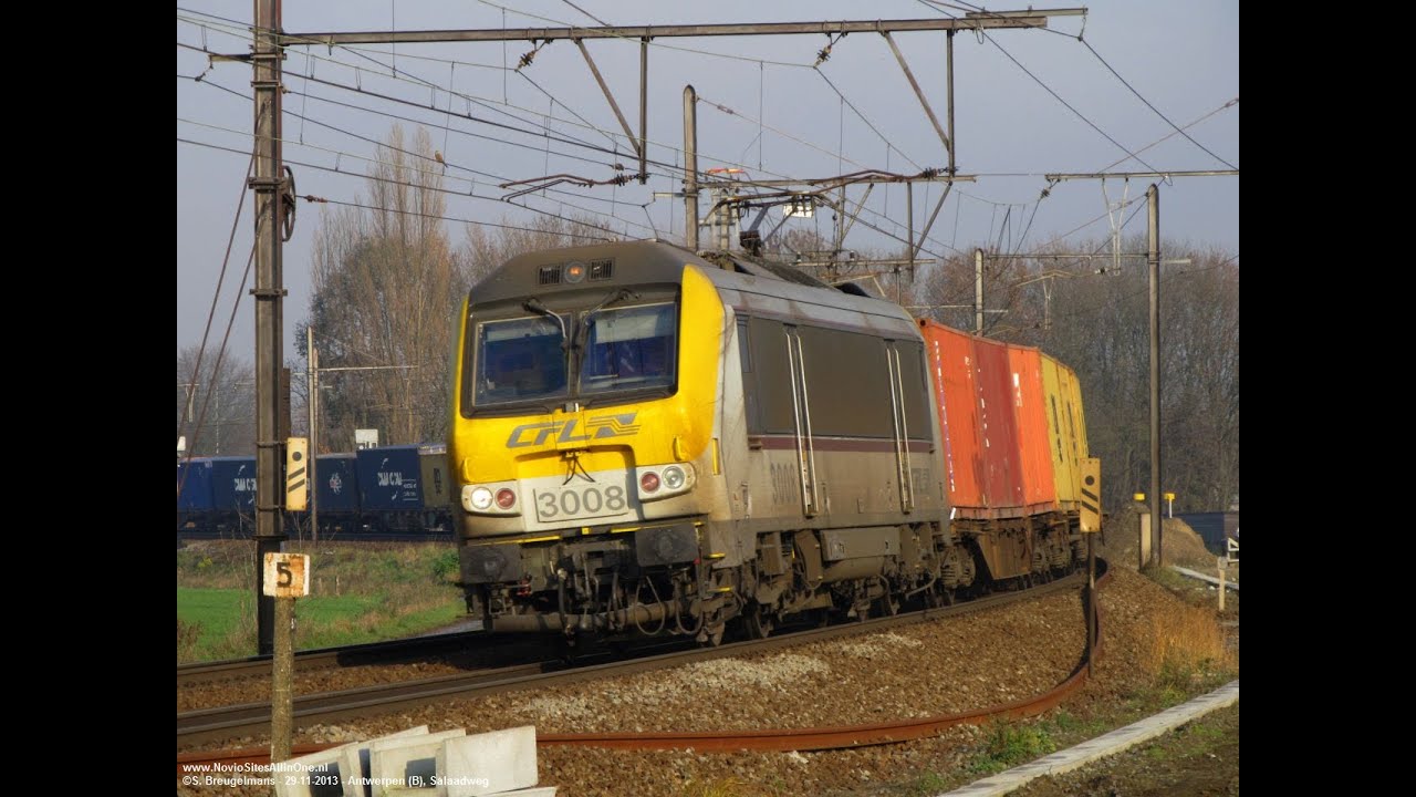 CFL Cargo 3008 with container freight train @ Bocht van Ekeren (B) 03 ...