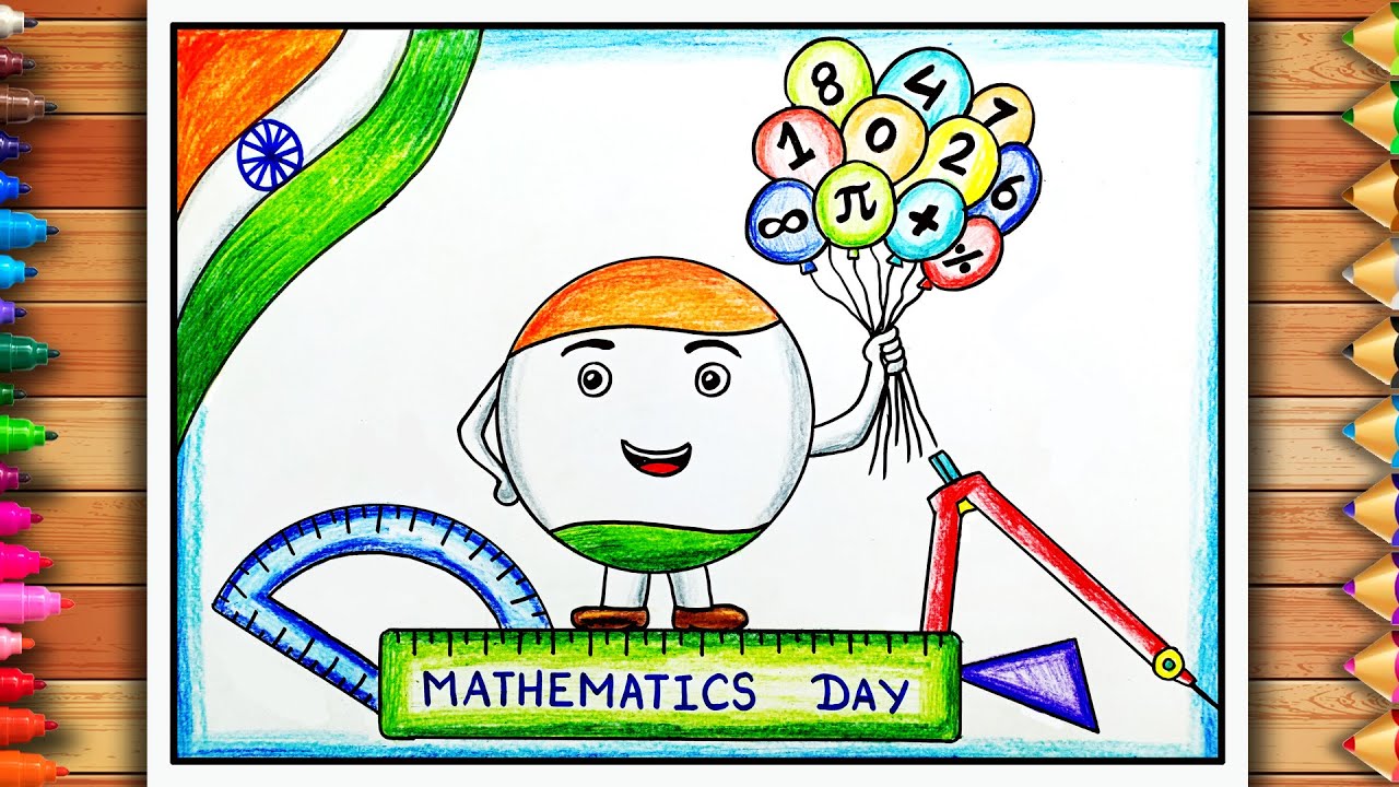 National Mathematics Day Drawing Easy | Front Page Design of Maths ...