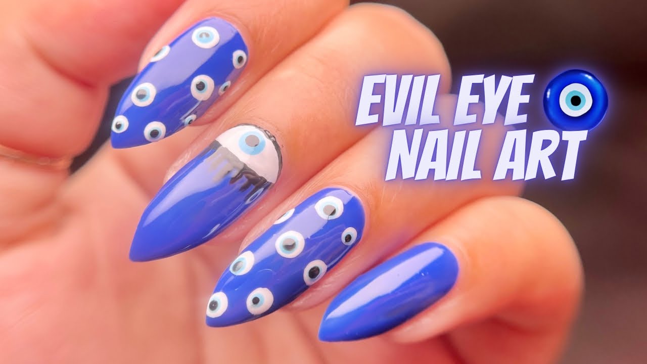 Easy and beautiful Evil Eye Nail art design at home💅| Cute nail art for ...