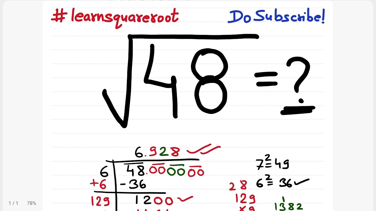 Find the square root of 48 | square root of non perfect squares by long ...
