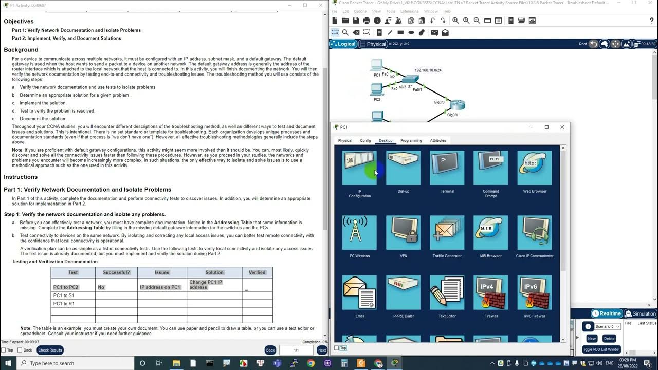 10.3.5 Packet Tracer - Troubleshoot Default Gateway Issues - YouTube