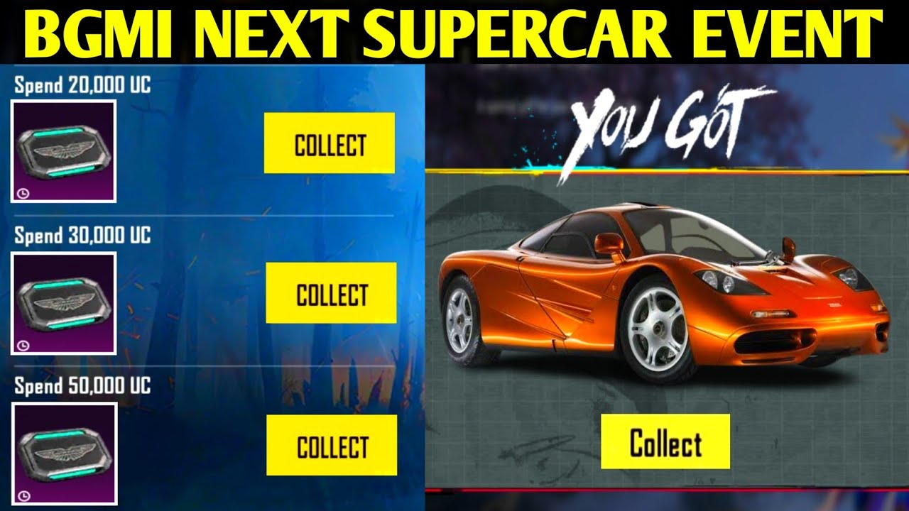 😍BGMI SUPERCAR EVENT COMING BACK | MCLAREN SUPERCAR NEW EVENT | 10000 UC SUPERCAR EVENT ? - YouTube
