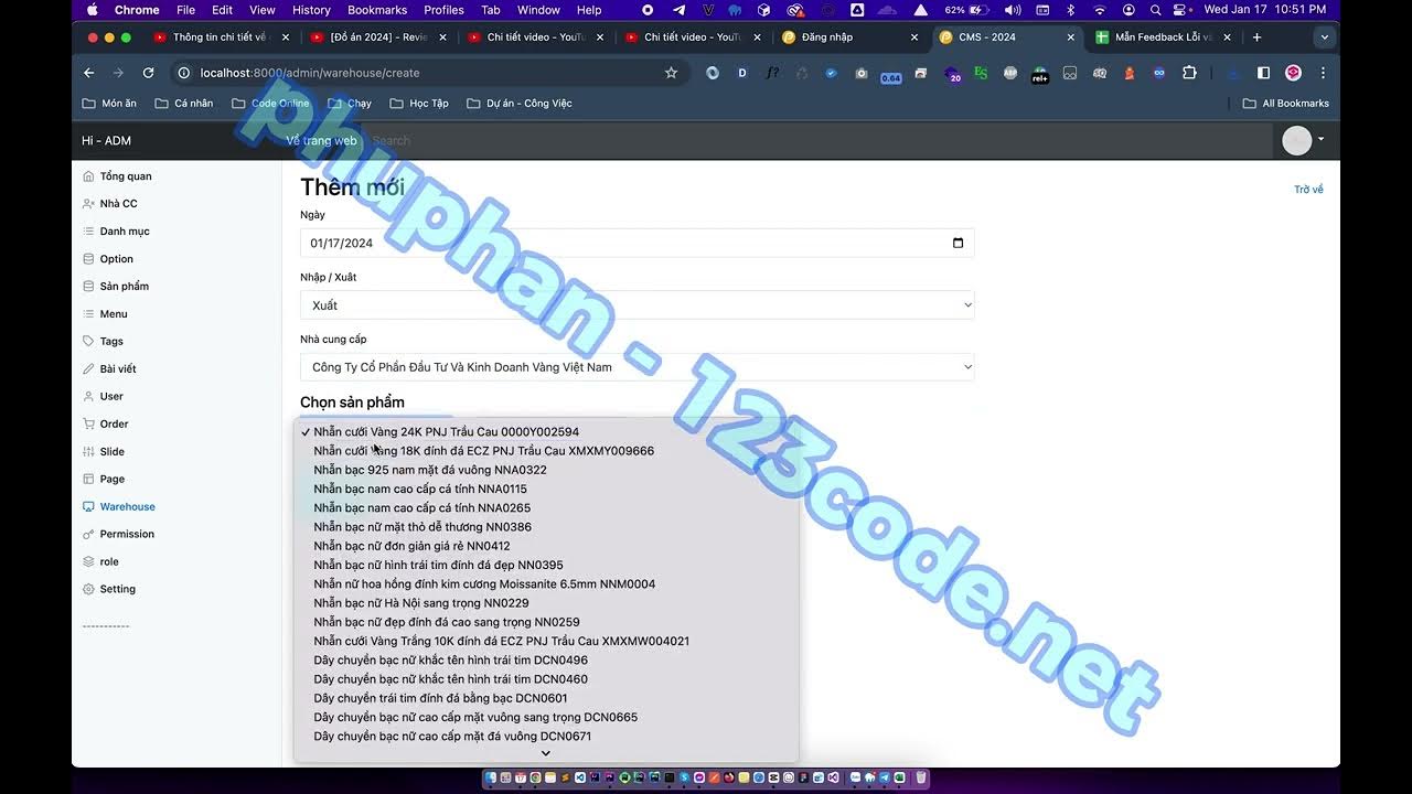 15. Đồ án tốt nghiệp - Quản lý thêm sửa xoá nhập xuất kho, export 123code.net - Phú Phan - YouTube