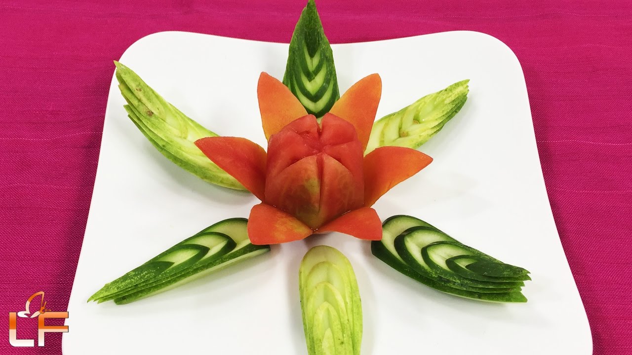 Art Of Tomato Flower Carving And Cucumber Cutting - How To Make Flower ...