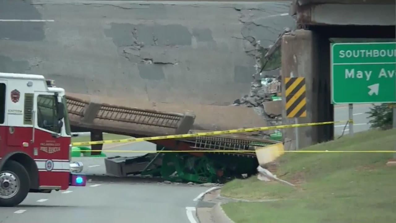 Part of OKC bridge near over Northwest Expressway collapses, as per ...
