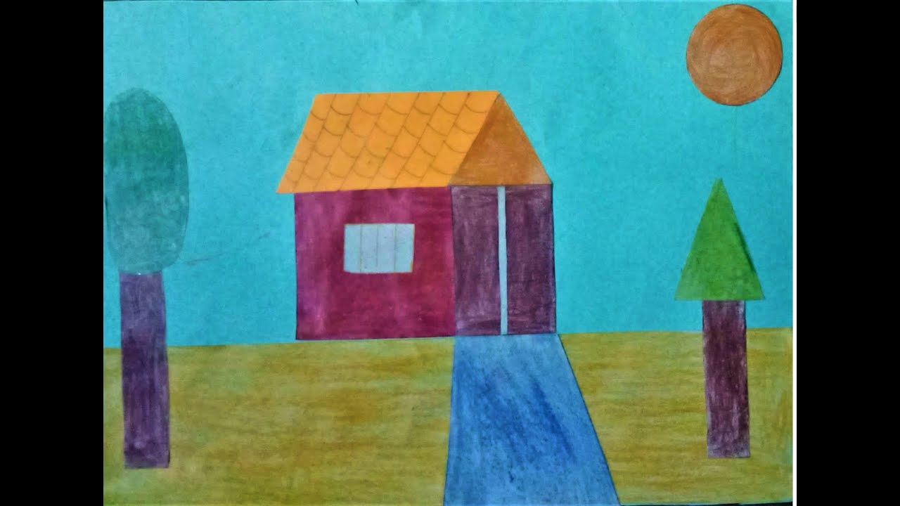 Shapes Craft How To Make Scenery Of House Using Geometrical Shapes shapes-craft-how-to-make-scenery-of-house-using-geometrical-shapes