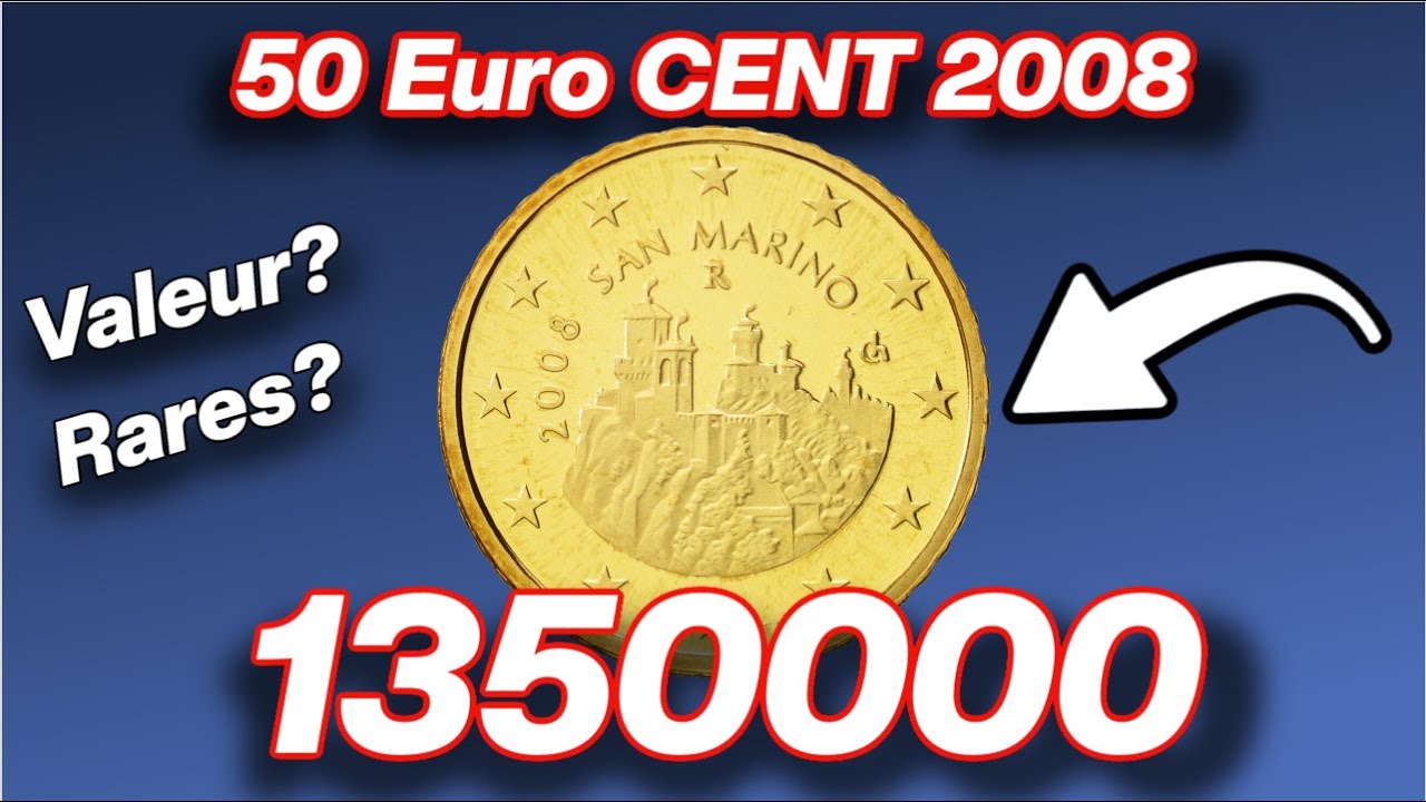 VALEUR Pièce RARE de 50 CENT EURO 2008 San Marino 1350000 ? - YouTube
