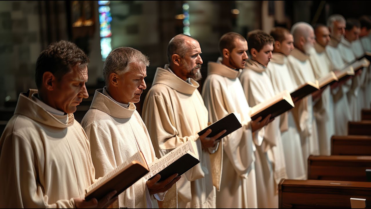 Gregorian Chant: Liturgy, Mass of Catholic Monks Praying in Church ...