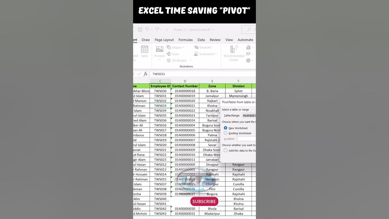 Excel Time Saving Tricks Pivot Table #excelbangla #excel #shorts - YouTube