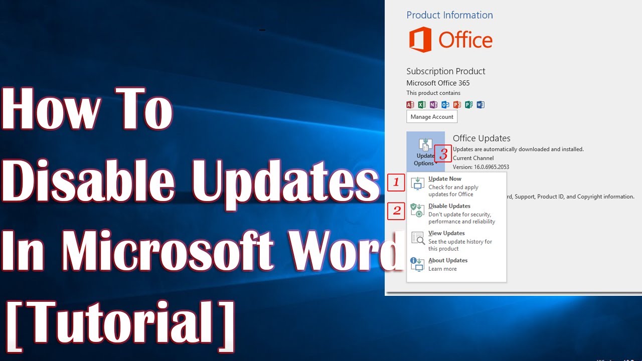 Disable Updates In Microsoft Word Tutorial - How To Fix - YouTube