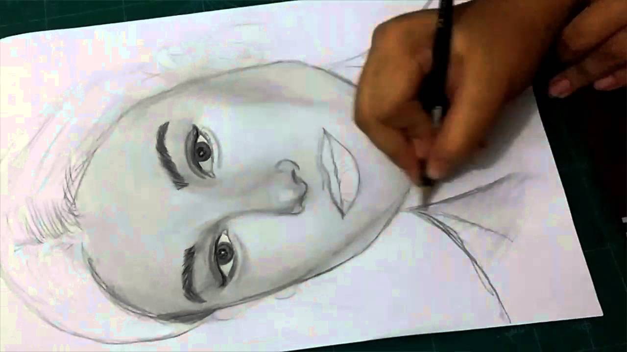 Drawing Hailey Baldwin (Speed) - YouTube