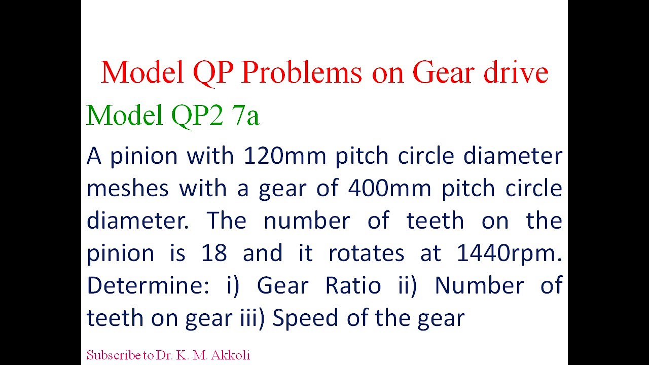 Problems on Gear drive | Elements of Mechanical Engineering - YouTube