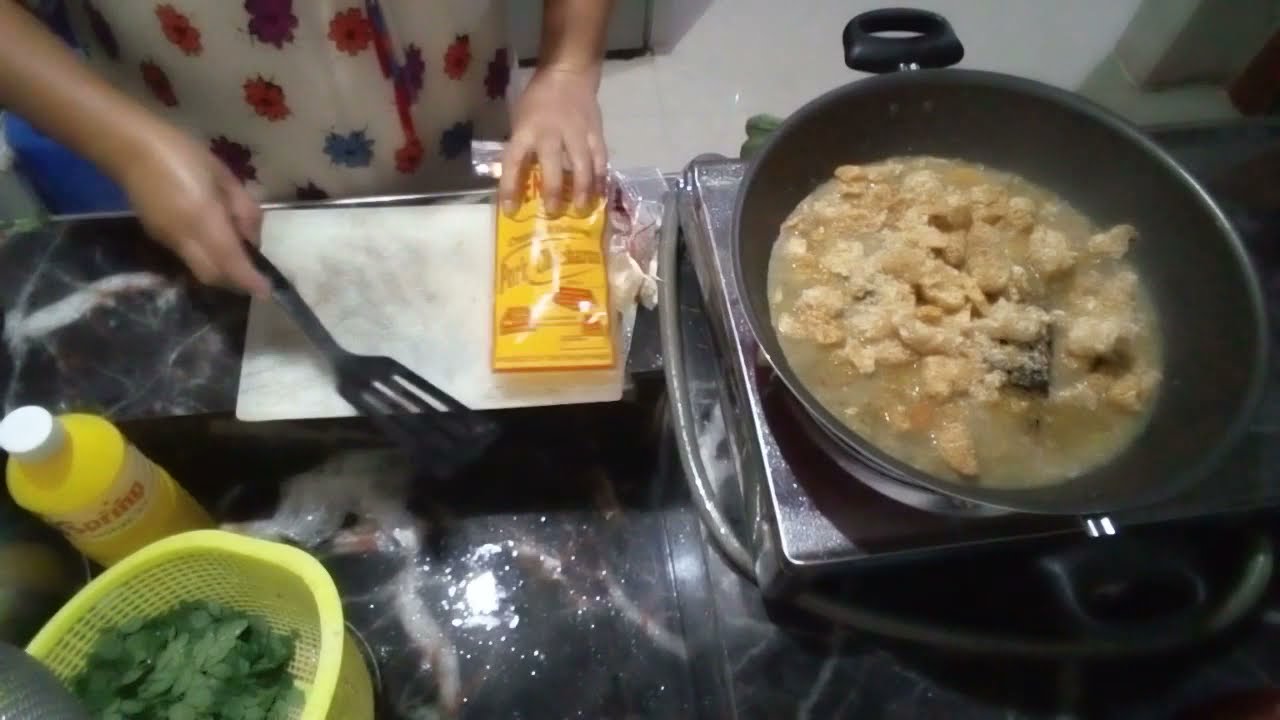 Cooking Monggo with isda,crunchy&delicious Pork Chicharon/malunggay ...