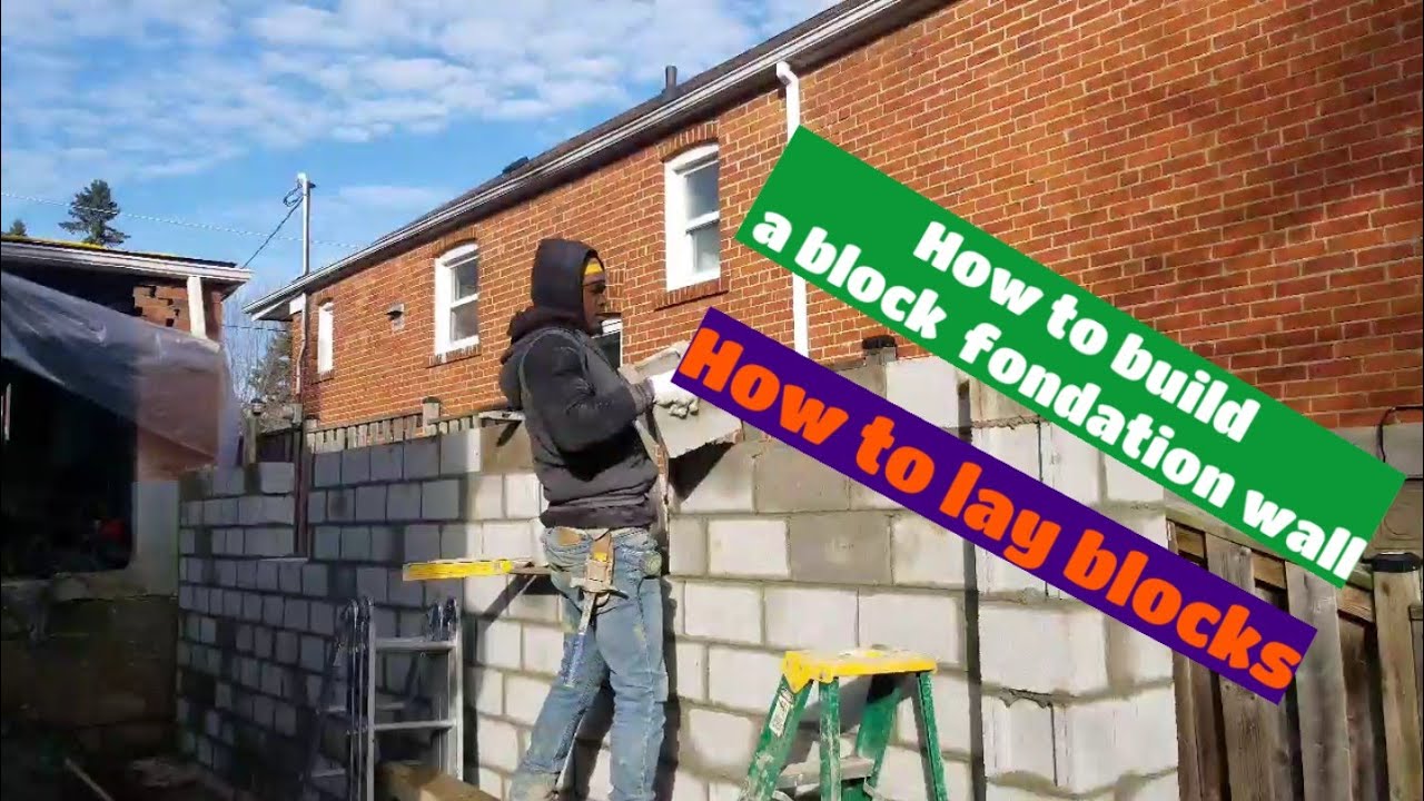 How to build a block foundation wall [the skill of bricklaying diy ...