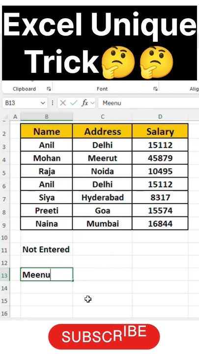 Excel Unique Trick🤔#Entered Data Become Change#excel#exceltips#excelshorts#exceltricks# ...