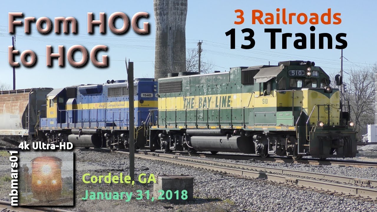 [5g][4k] From HOG to HOG, 3 Railroads, 13 Trains in Cordele, GA, 01/31 ...