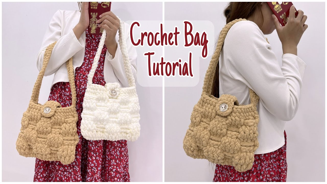 #95 Crochet Bag Tutorial | Móc Túi Xách Kẹp Nách Bằng Len Nhung Đũa | Dương Liễu Handmade - YouTube
