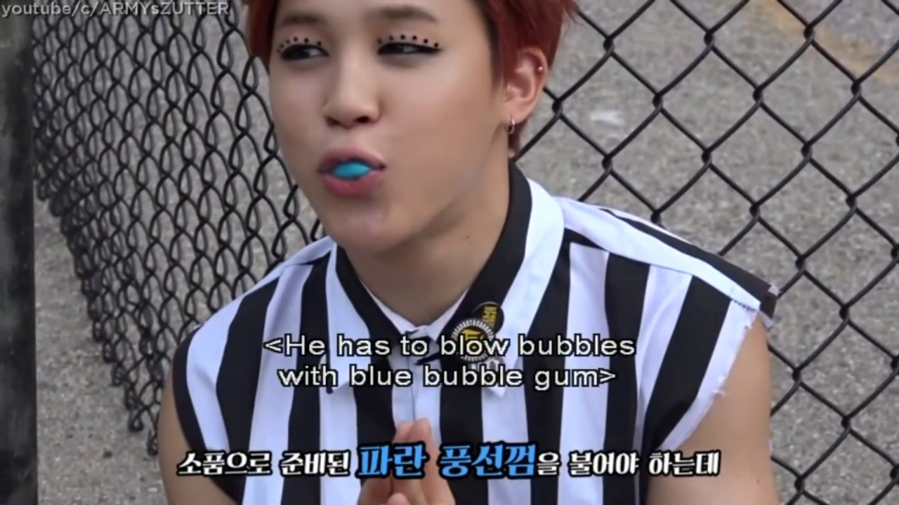 Poor jimin can't make a bubble - YouTube