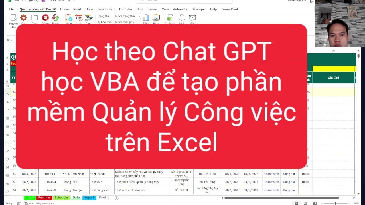 Học theo chat GPT mình đã hoàn thiện được phần mềm quản lý công việc với Excel VBA - YouTube