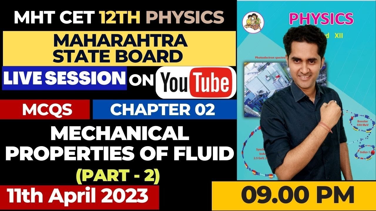 Class 12 Physics MHT CET | Mechanical Properties of Fluid Part 2 | MH ...
