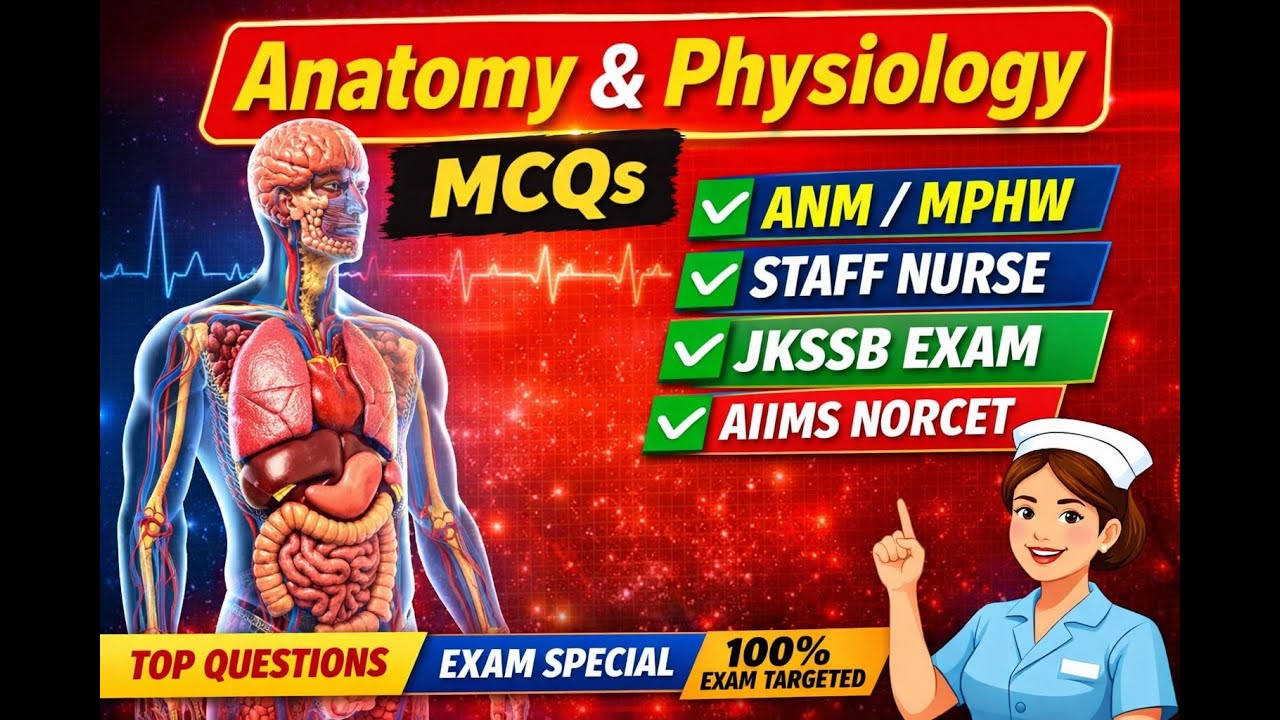 Anatomy & Physiology MCQs for ANM | MPHW | Staff Nurse | JKSSB | AIIMS ...