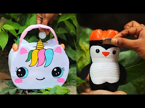 How to make Coin Bank with Cardboard & Plastic Bottle/Best out of Waste ...